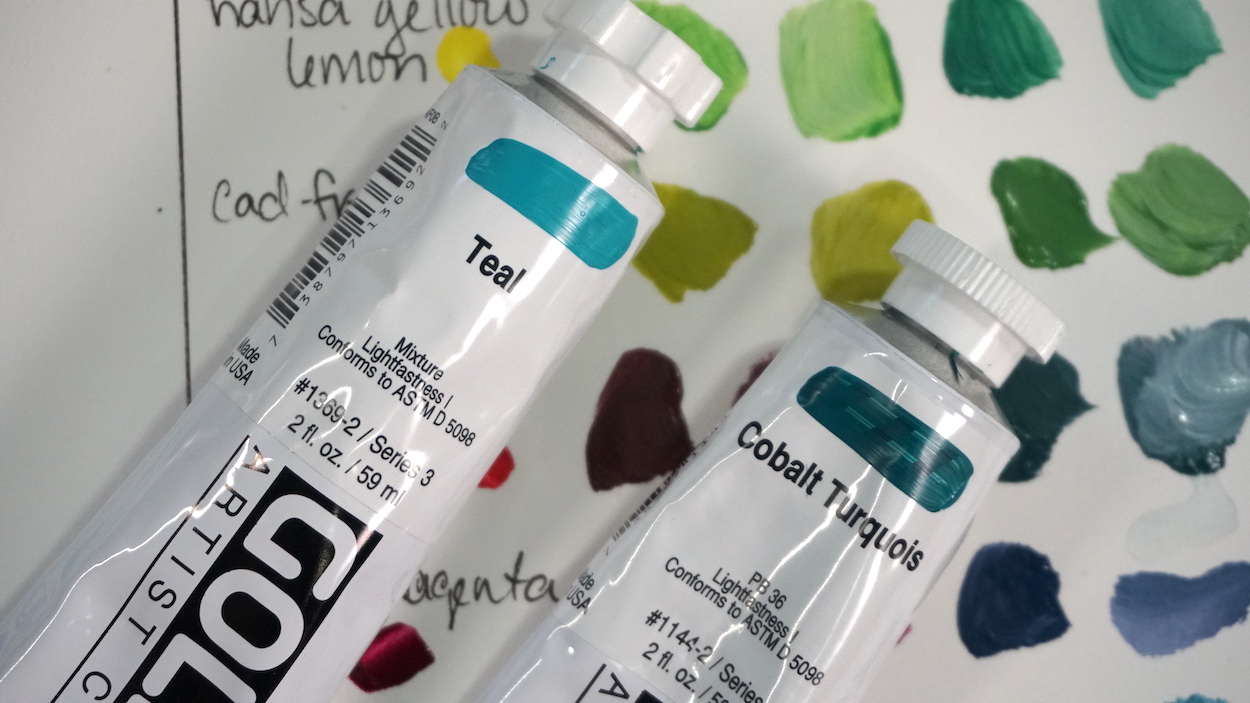 Teal and turquoise acrylic paint colour mixing › The Weekend Beckons